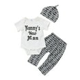 wsevypo 3Pcs Baby Boy Clothes Mommy's New Man Print Bodysuit Summe ...