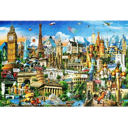 JOY MAGS 1000 Piece World Landmarks Paper Jigsaw Puzzle for Kids Adult ...