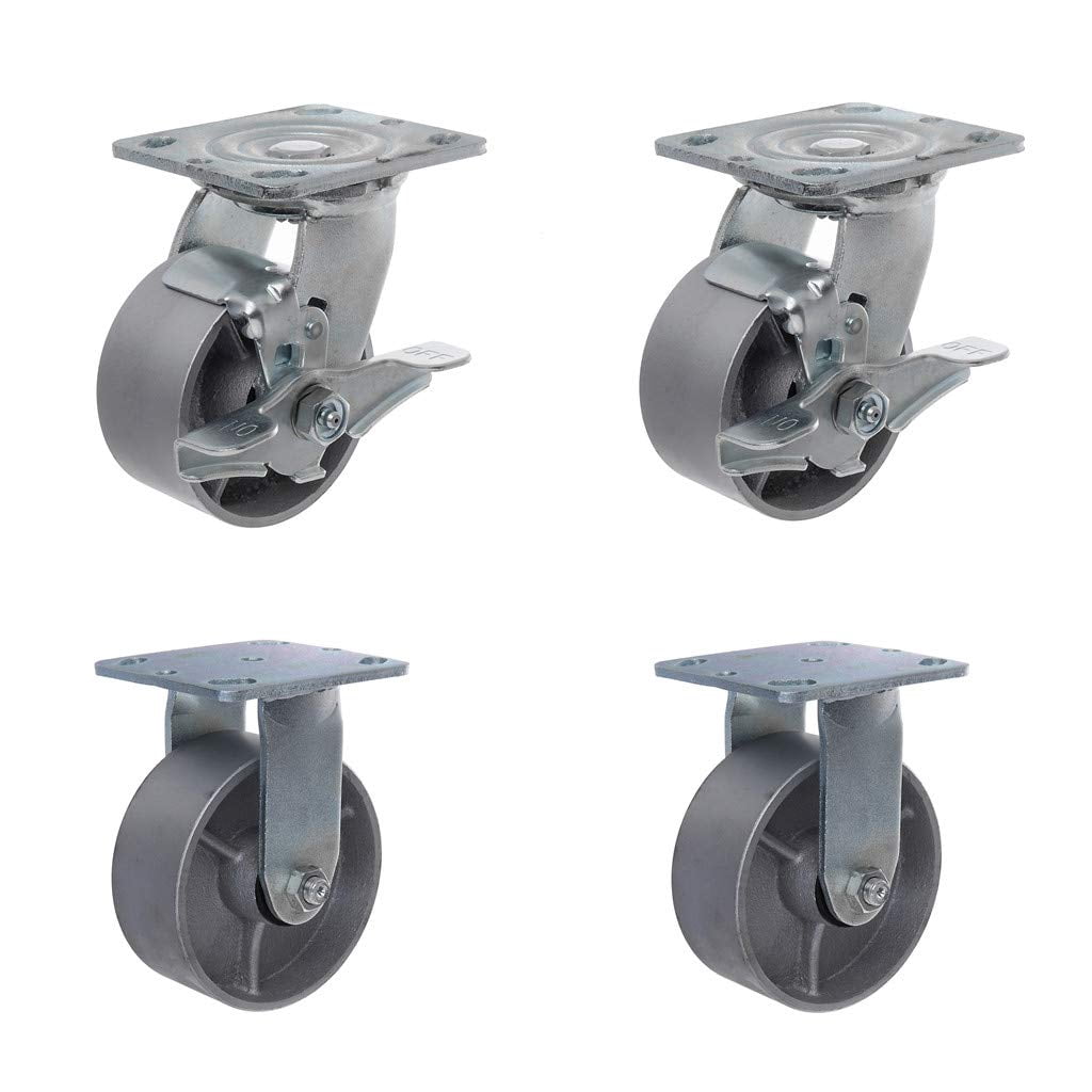 SY America Heavy Duty Steel Cast Iron Wheel Metal Swivel Plate Caster ...