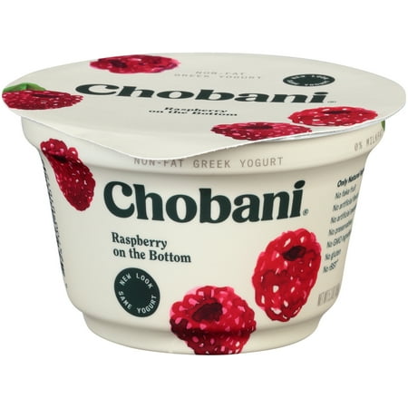 Chobani Greek Yogurt Raspberry Fruit on the Bottom Non-Fat Yogurt, 5.3 ...