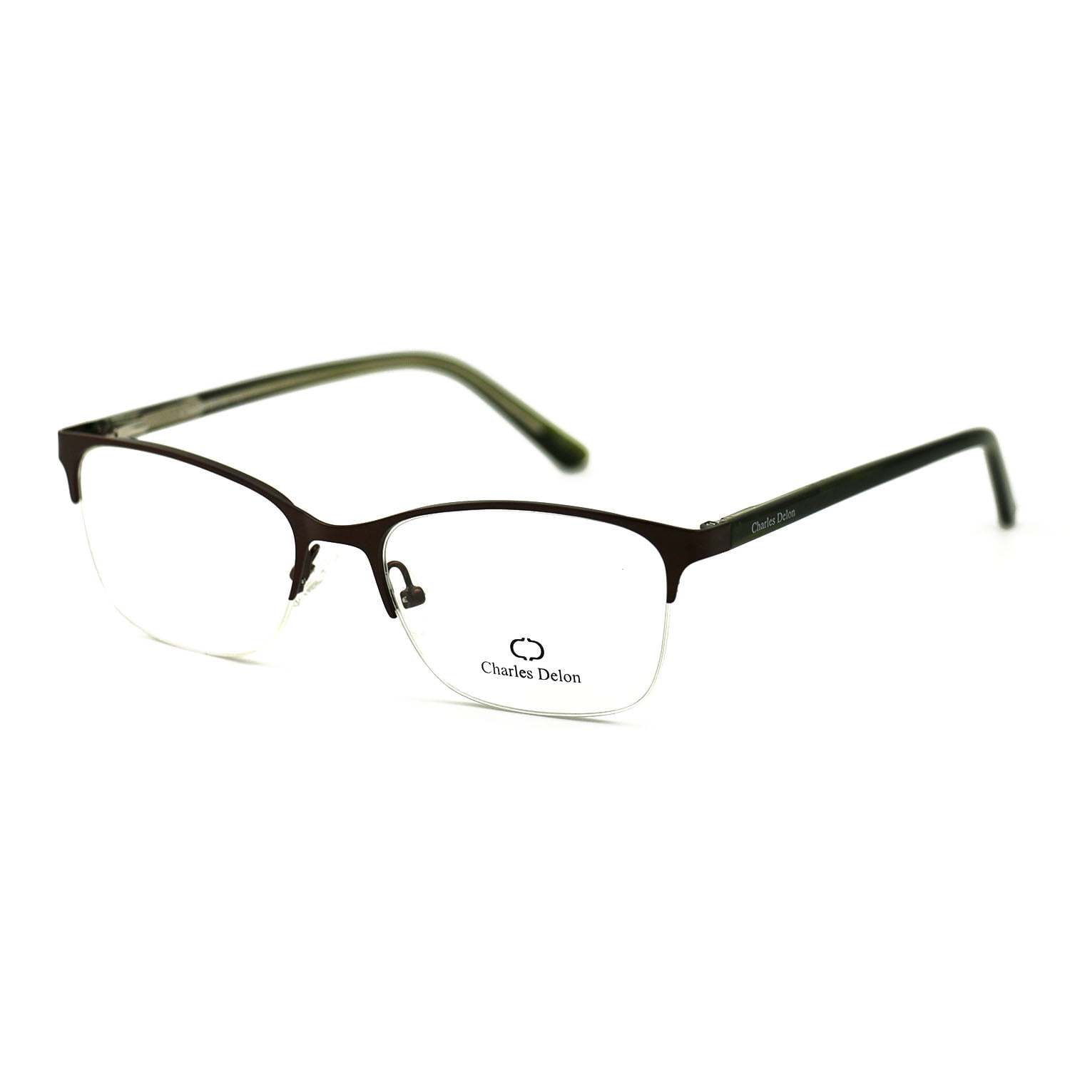Eyeglasses Men Bronze Semi Rimless Rectangle 52 17 142 by Charles Delon ...