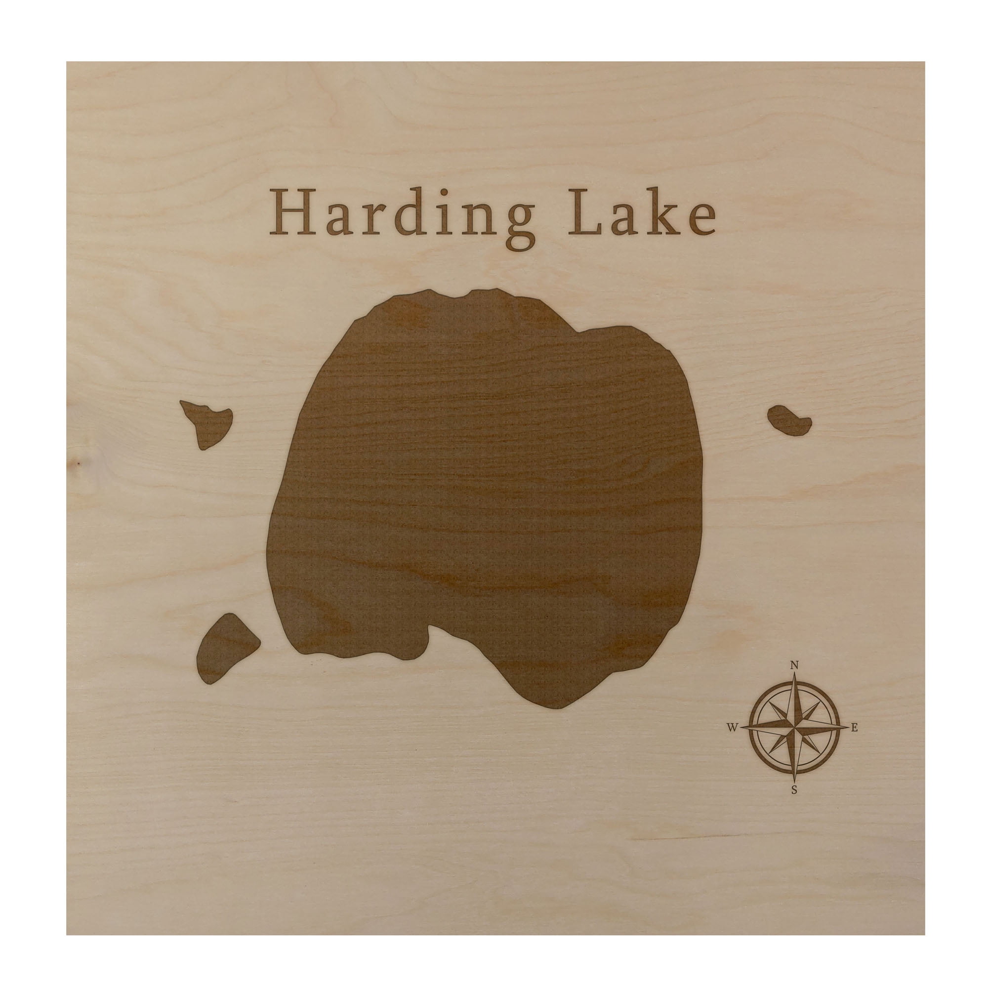 Harding Lake Map 24x24" Wood Wall Art Office Decor Gift Engraved Alaska ...