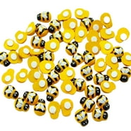 100PCS Tiny Wooden Bee Decorative Art Supplies, Self-Adhesive Flatback ...