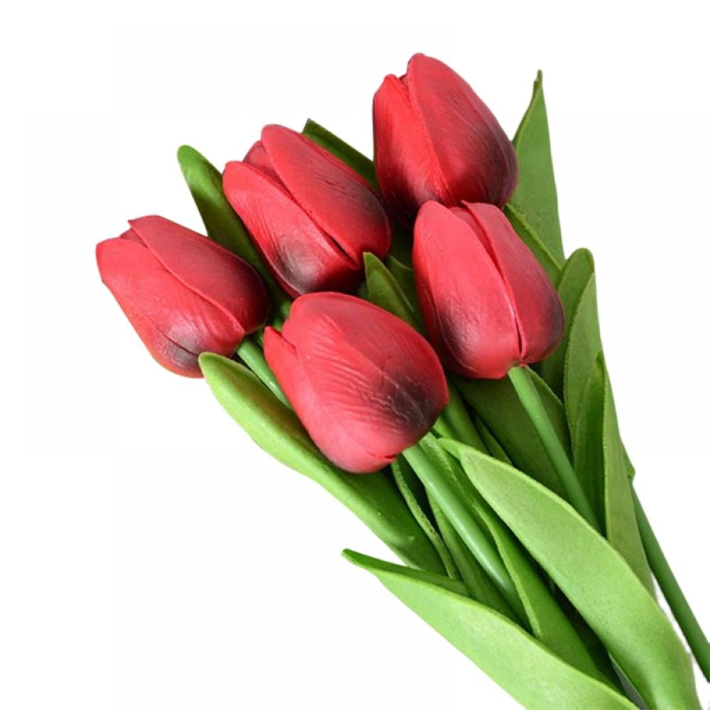 10 Pack | 13" Single Stem Real Touch Tulips Artificial Flowers Wedding ...