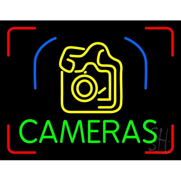 Yellow Cameras Logo LED Neon Sign 15 x 19 - inches, Clear Edge Cut ...