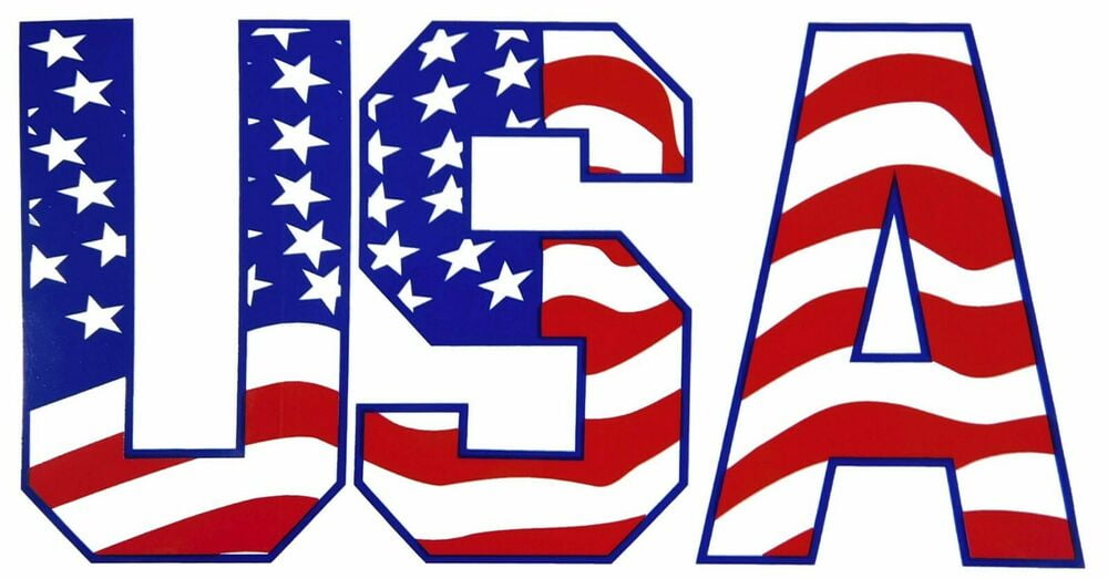 6 Pack USA Letters USA Flag Overlay White 3.75”x7.5” Vinyl Bumper ...