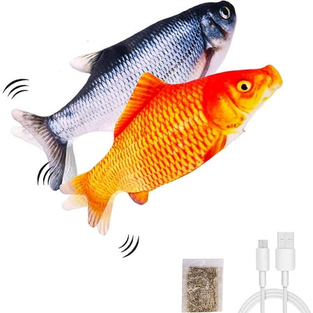 HTAIGUO 2 Packs Electric Moving Fish Cat Toy, Realistic Flopping Fish ...