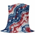 Abstract Gradient Fleece Throw Blanket Red Blue Tie-dye Stars U.S. Flag ...