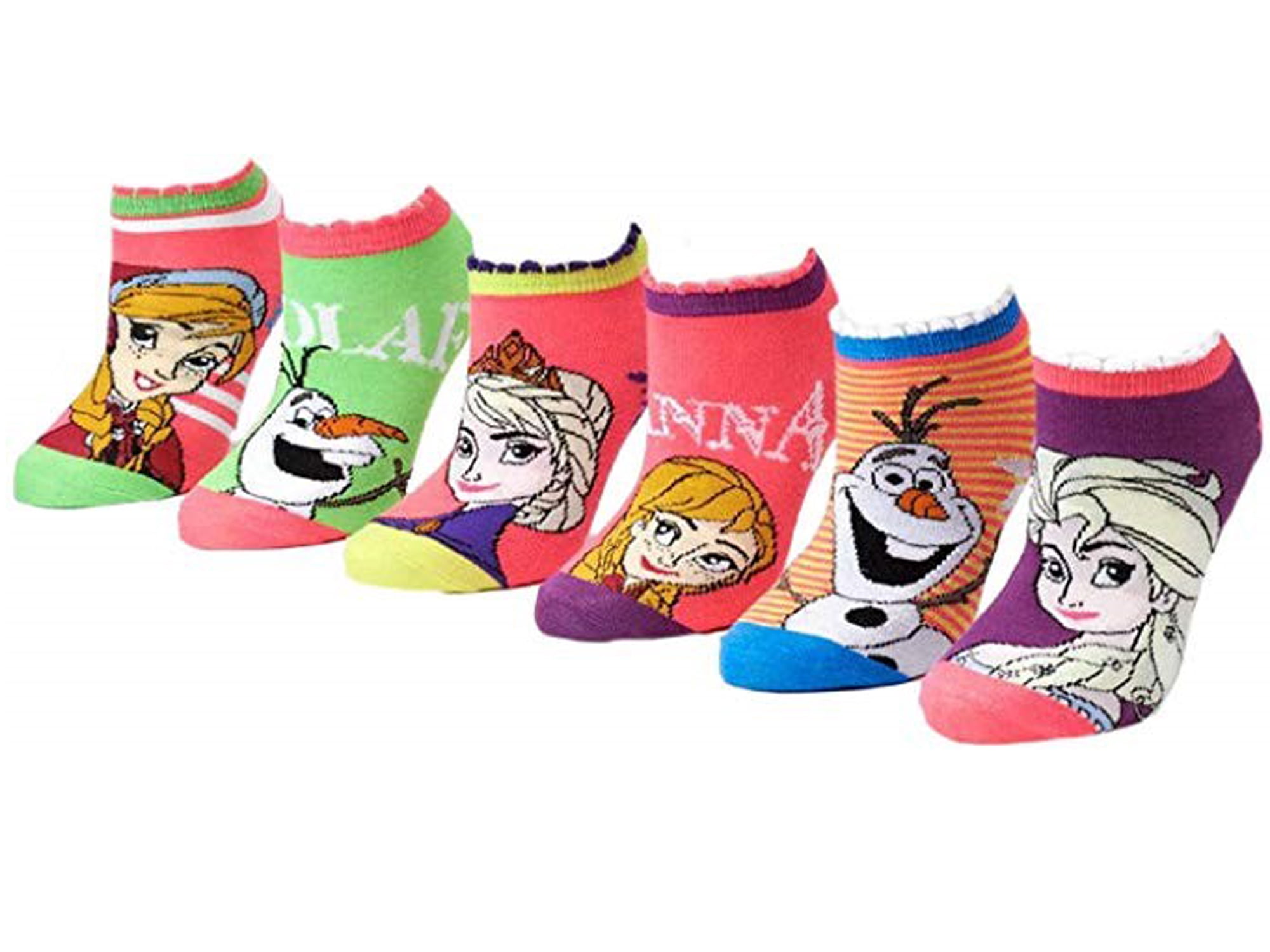 Disney Frozen Girl's 6 Pack Assorted No Show Socks - Walmart.com