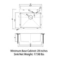 Sinber 25" x 22" x 9" Drop In Single Bowl Kitchen Sink with 18 Gauge ...