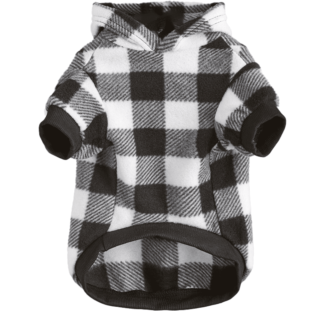 Plaid Dog Hoodie Pet Sweatshirt Fleece Sweater with Hat and Pocket for ...
