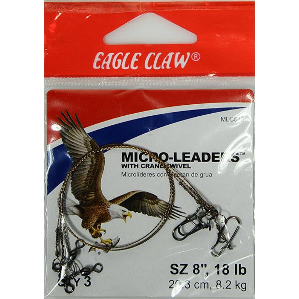 Eagle Claw 8" 18 lb. Micro-Leader with Crane Swivel, 3 Pack - Walmart ...