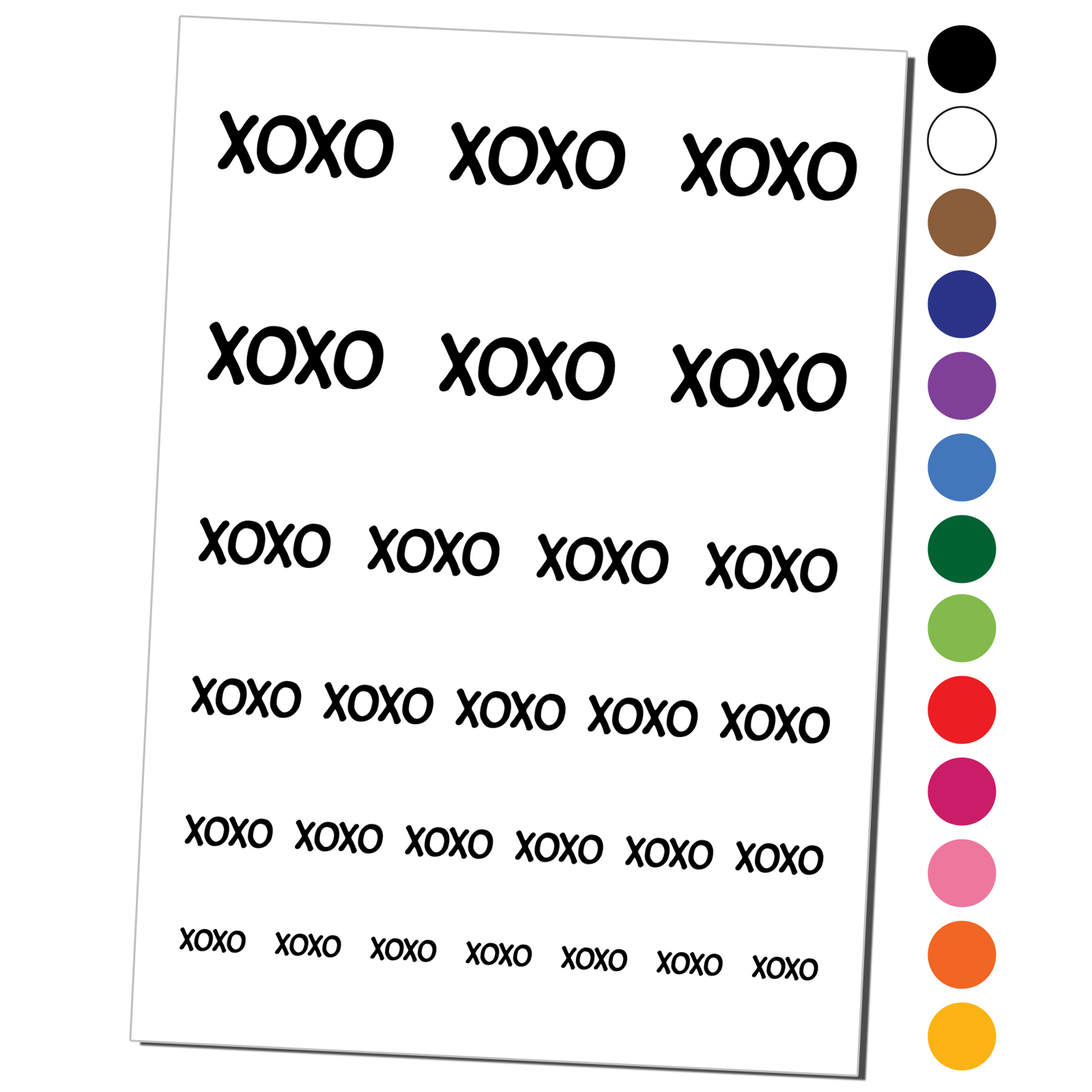 XOXO Hugs Kisses Love Fun Text Water Resistant Temporary Tattoo Set ...