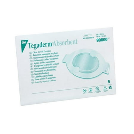 3M Tegaderm Absorbent Clear Acrylic Dressing,Small Oval 90800 (Pack of ...
