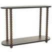 DecMode 47" x 34" Brown Wood Oval Spindle Console Table with Beaded ...