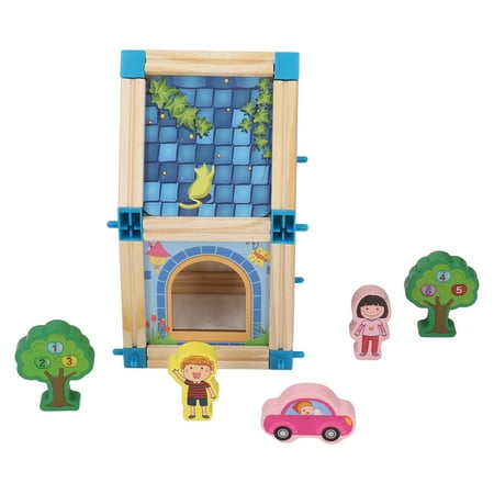 Building Block Set, Cartoon Cute Professional Wooden House Building ...