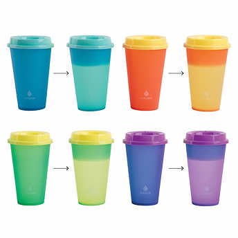 12-Pack Manna Hot Color Changing Reusable To-Go Cups with Lids Set ...