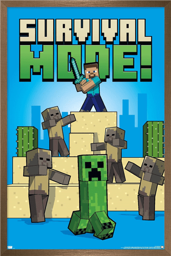 Minecraft - Survival Mode Wall Poster, 22.375" x 34" Framed - Walmart.com