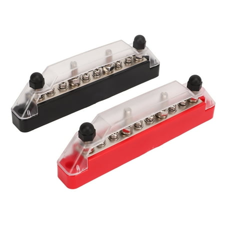 Power Distribution Block, 1 Pair 10 Terminal Power Distribution Block Bus Bar 48V 150A M6 Stud ...