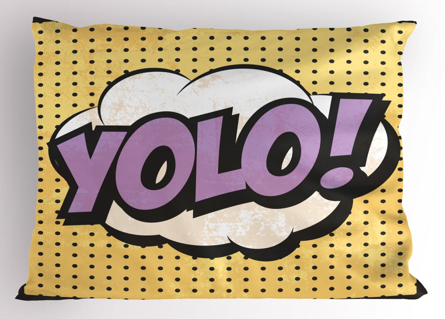 YOLO Pillow Sham Comic Book Quote on Polka Dotted Background Pop Art ...