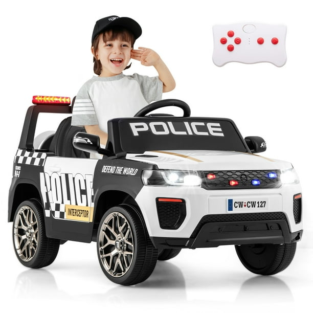 Honeyjoy Kids Ride on Police Car 12V 7A Battery Powered Cop Car with ...