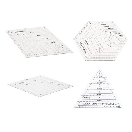 4 Pieces Patchwork Template Quilting Ruler Quilting 60 degree Triangle ...