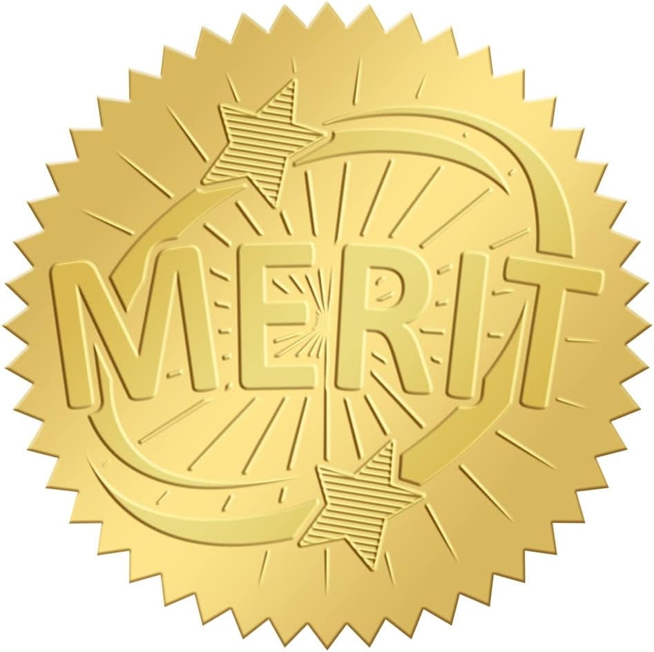 2 Inch Gold Embossed Envelope Seals Stickers Merit 100pcs Star Embossed ...