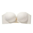BONIXOOM Women's White Bandeau Bra, Front Closure Strapless Bra, Push ...
