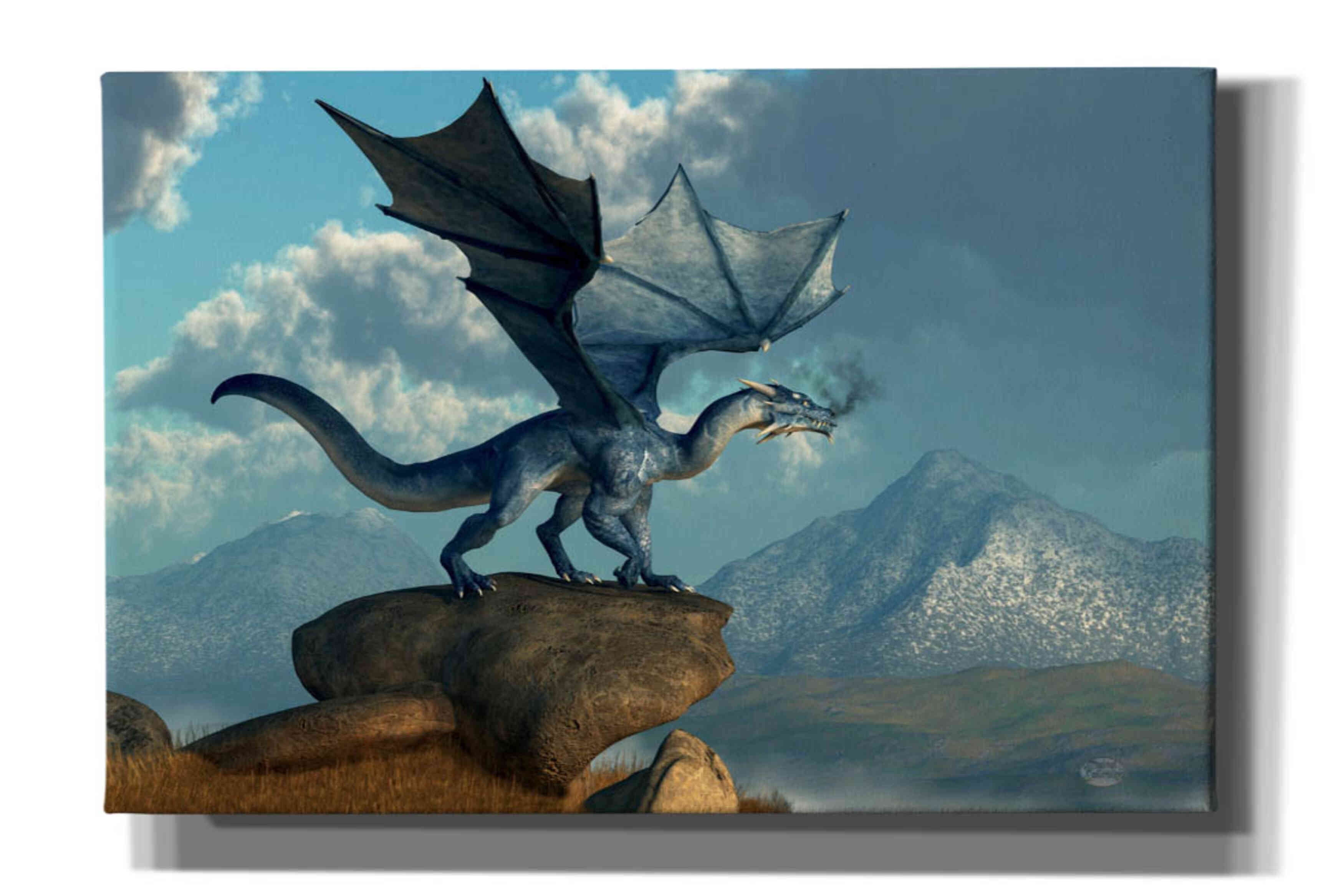 Epic Graffiti 'Blue Dragon' by Daniel Eskridge, Canvas Wall Art, 60"x40 ...