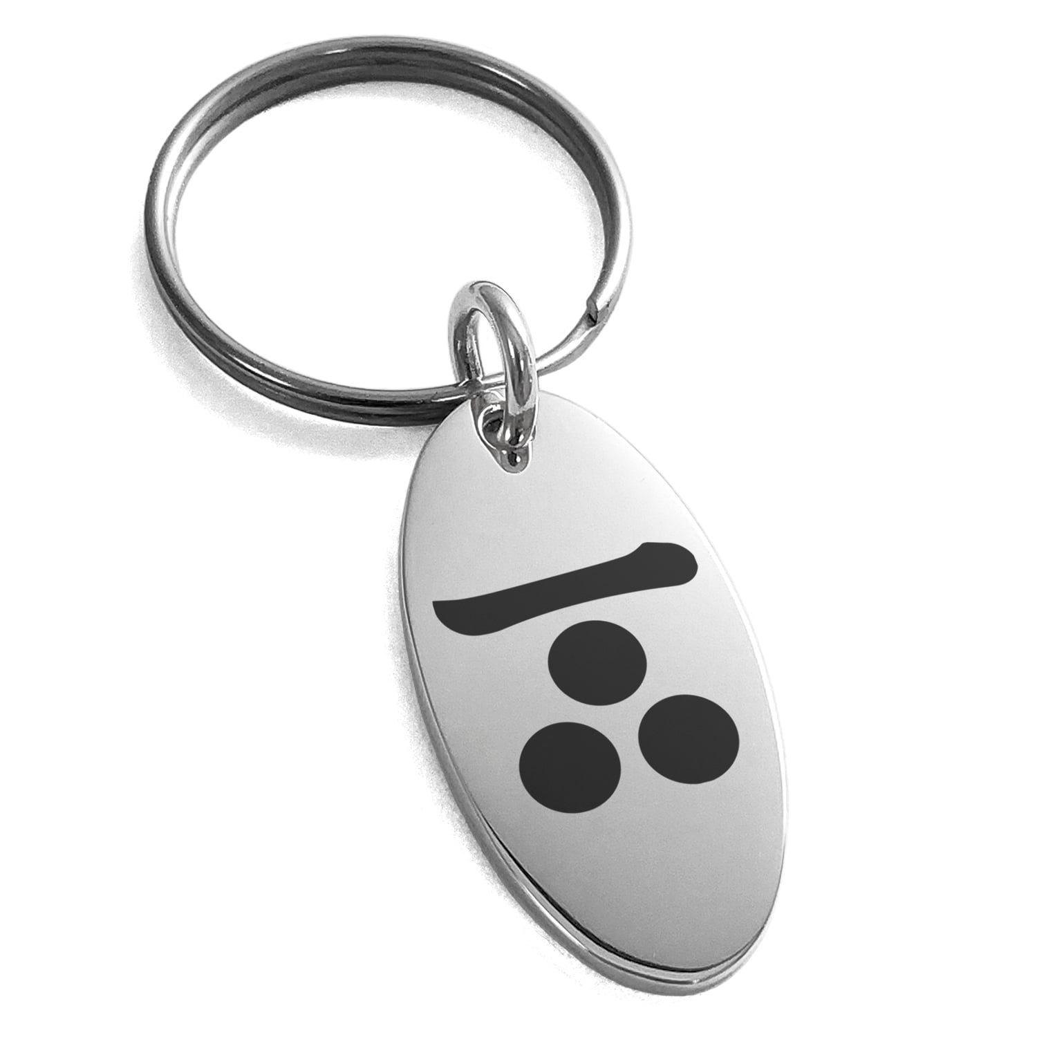 Stainless Steel Mouri Samurai Crest Engraved Small Oval Charm Keychain ...