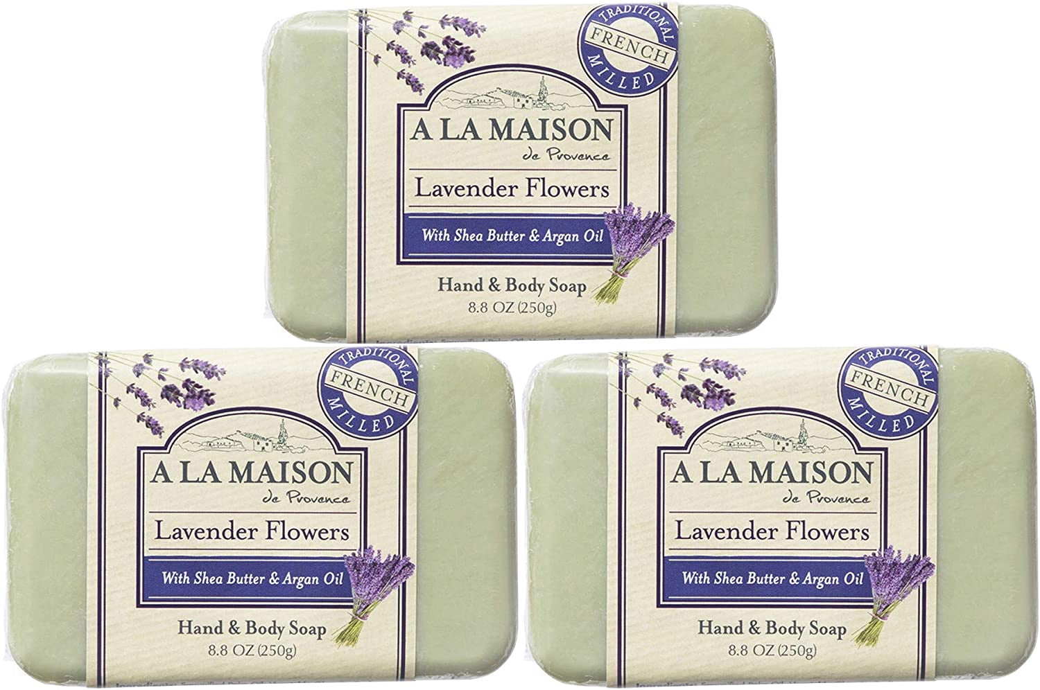 A LA MAISON Lavender Flowers Bar Soap - Triple French Milled Natural ...