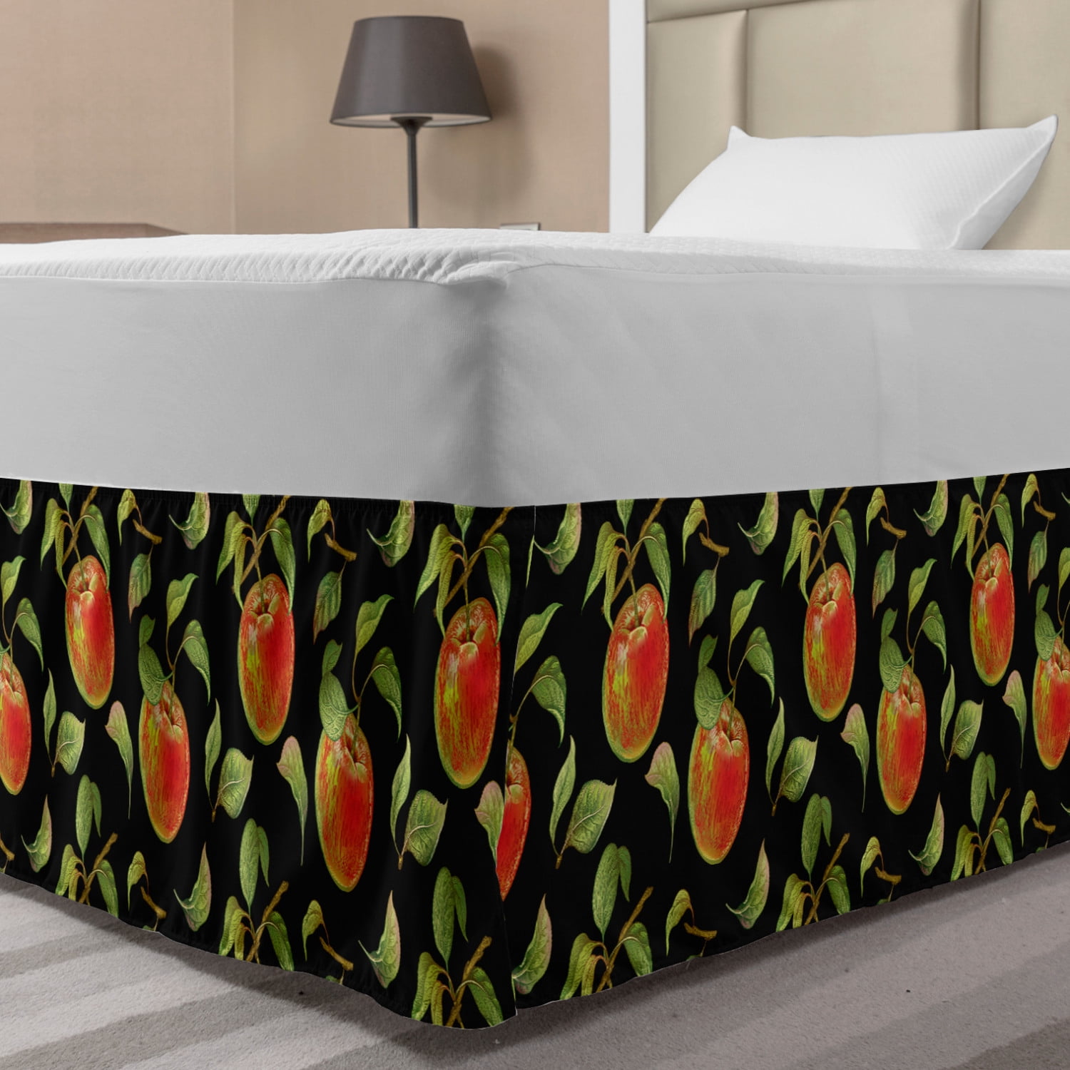 Apple Bed Skirt, Hand Drawn Detailed Illustration of Branches of Apple ...