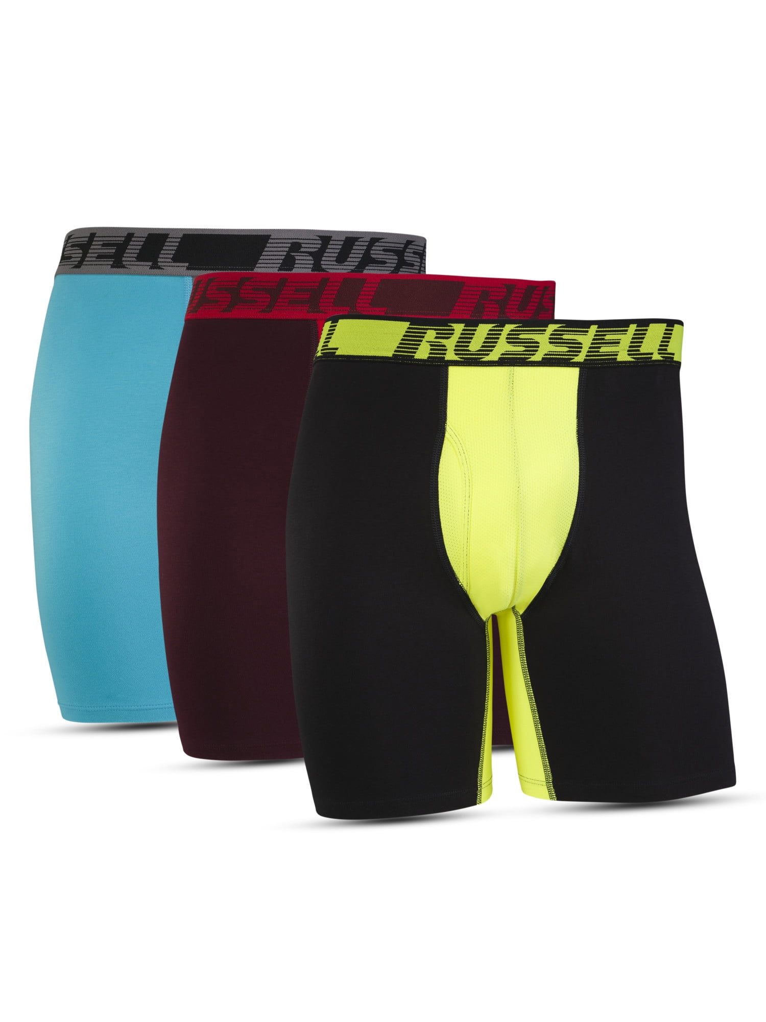 Russell Men's Active Performance Assorted Color Boxer Briefs, 3 Pack ...