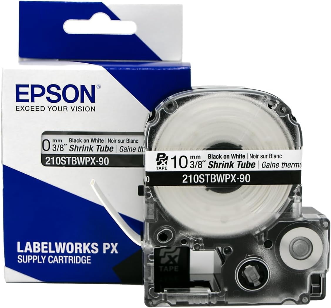 Epson 210STBWPX-90 Tape Cartridge - Black on White Shrink Tube ...