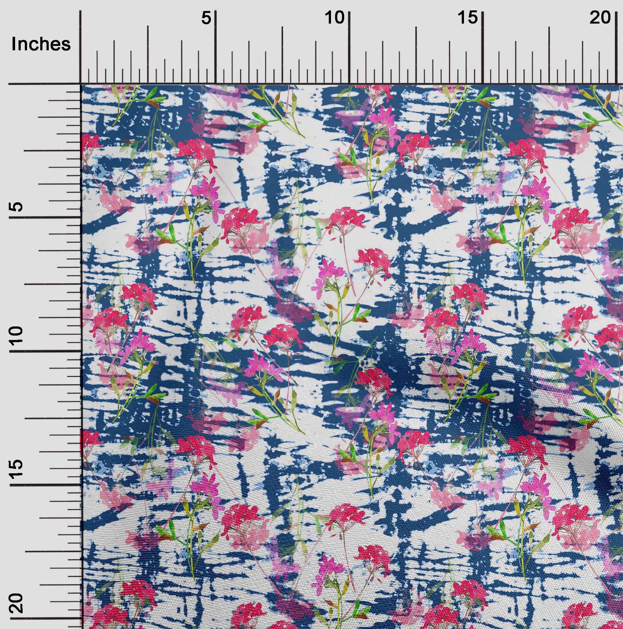 oneOone Viscose Chiffon Dark Navy Blue Fabric Floral Shibori Quilting ...