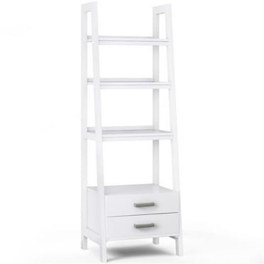 Pemberly Row 5 Shelf Bookcase with Doors in White - Engineered Wood ...