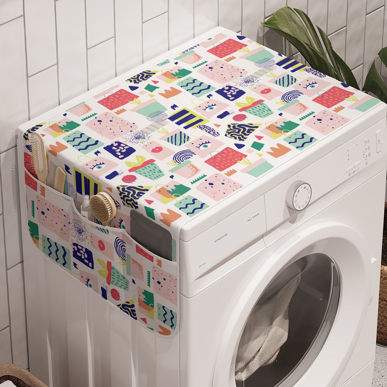 Modern Washing Machine Organizer, Doodle Shopping Bags Gift Boxes and ...