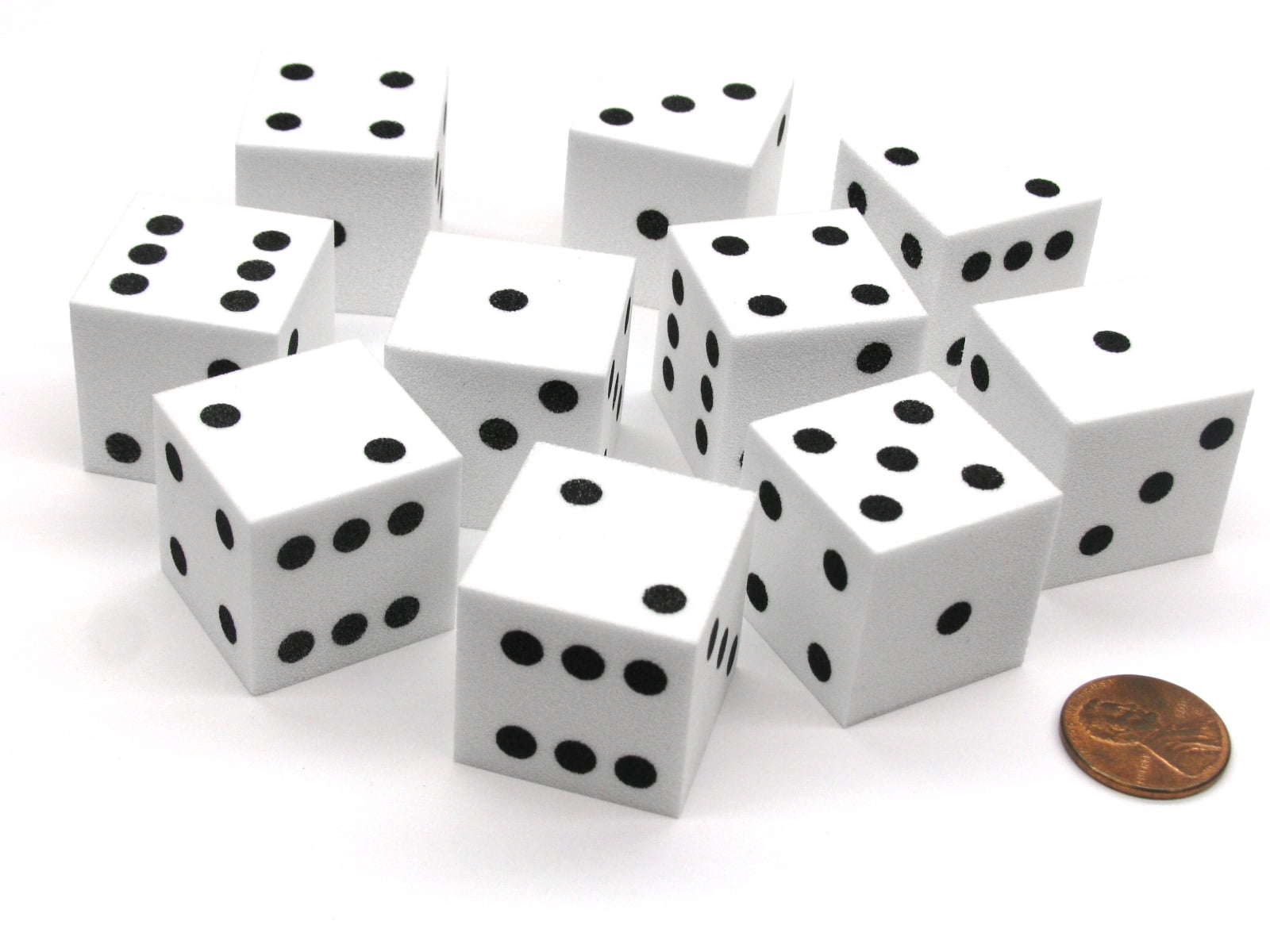 Set of 10 D6 Large 25mm Foam Dice - White with Black Spots – BrickSeek