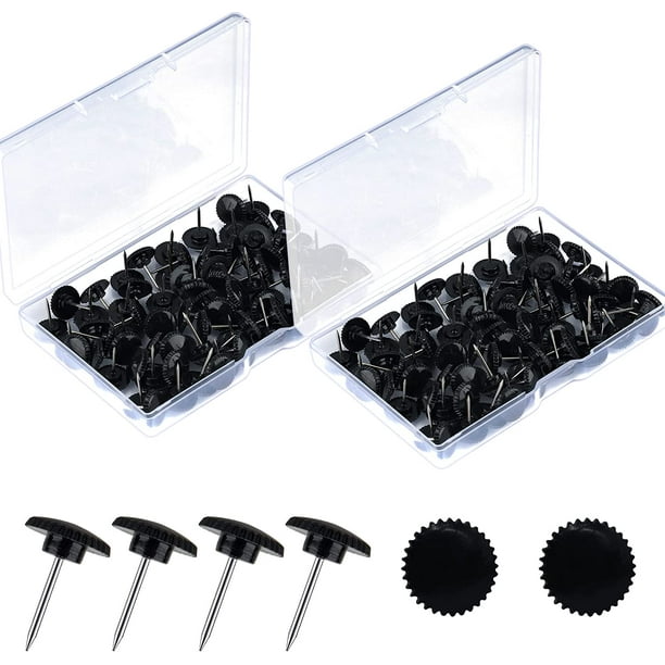 200 Pieces Black Push Pins Plastic Gear Thumb Tacks Small Head Wall ...