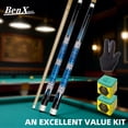 57" Blue Pool Cue - 13mm Multi-Layer Leather Tip Billiard Stick with ...