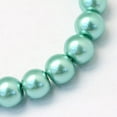 15Strand Baking Paint Glass Pearl Round Bead Strands Medium Aquamarine ...