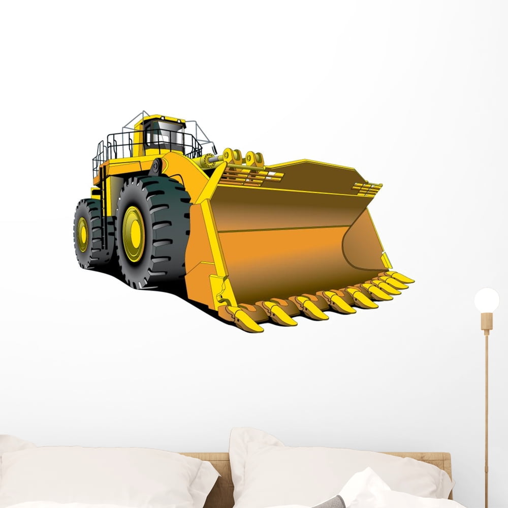 Big Yellow Construction Bulldozer Wall Decal Sticker, Wallmonkeys Peel ...