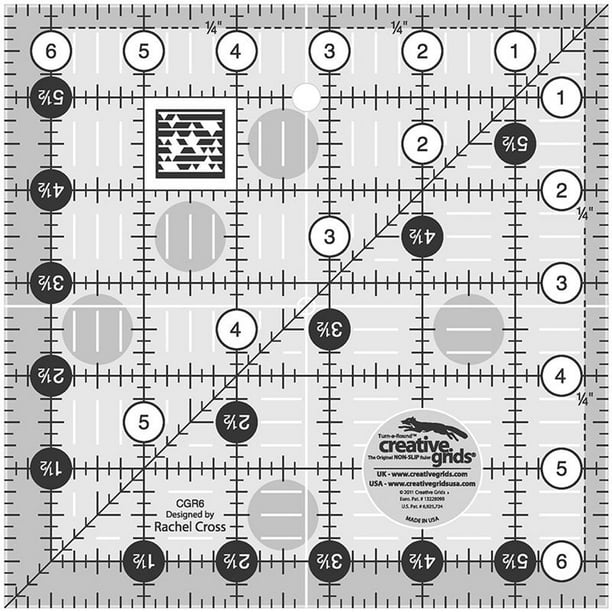 Creative Grids 6 1/2" Square Ruler - Walmart.com - Walmart.com