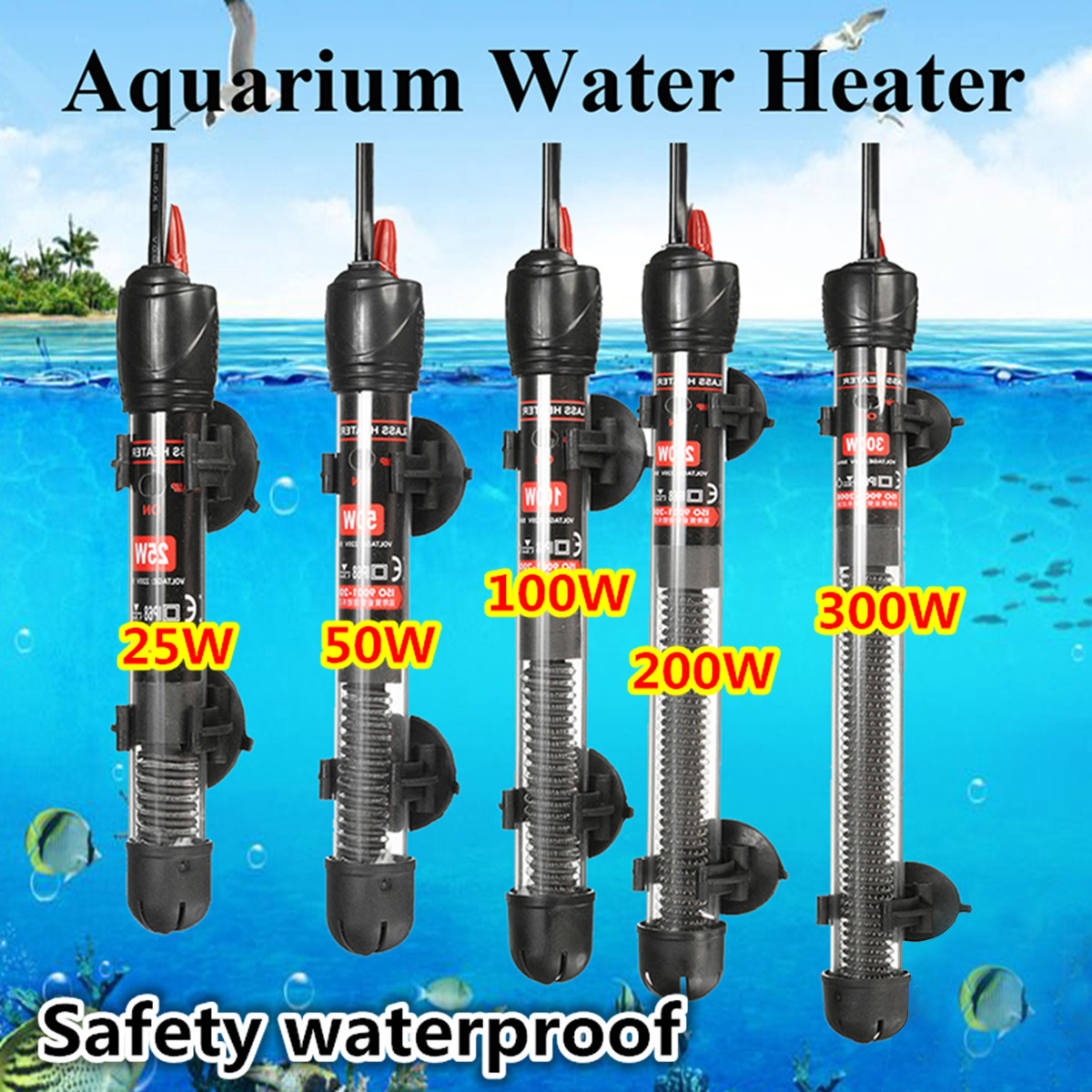 25 50 100 200 300W Aquarium Heater Electric Water Temperature Control 25 50 100 200 300W Aquarium Heater Electric Water Temperature Control