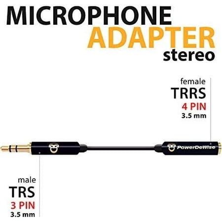 TRRS to TRS Aux Male to Female Adapter Stereo - TRRS Adapter for iPhone ...
