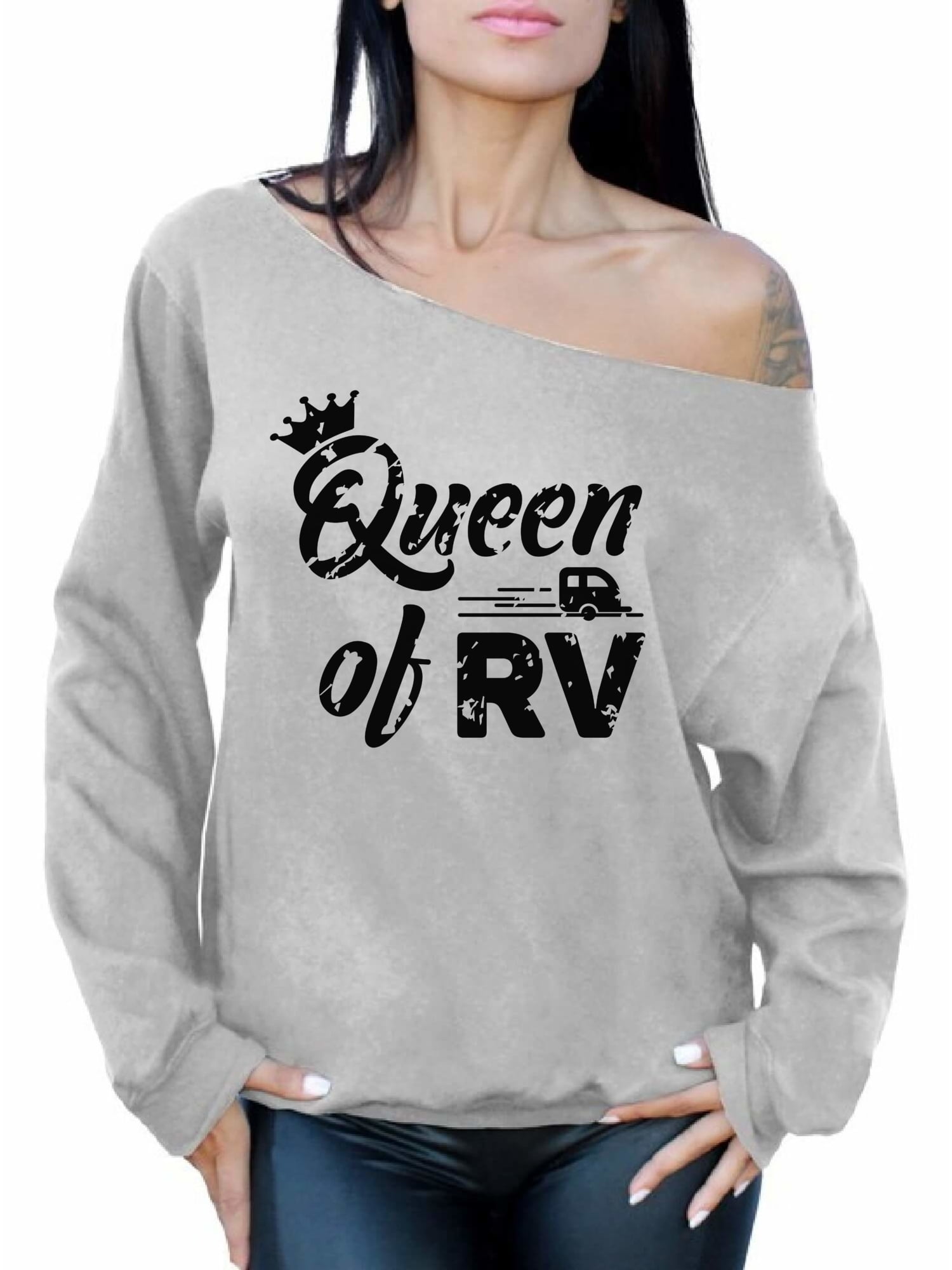 Awkward Styles RV Queen Off The Shoulder Sweatshirt for Ladies RV Off ...