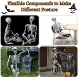 5.6FT Poseable Skeleton Halloween Prop, Full Body Life-size Outdoor ...