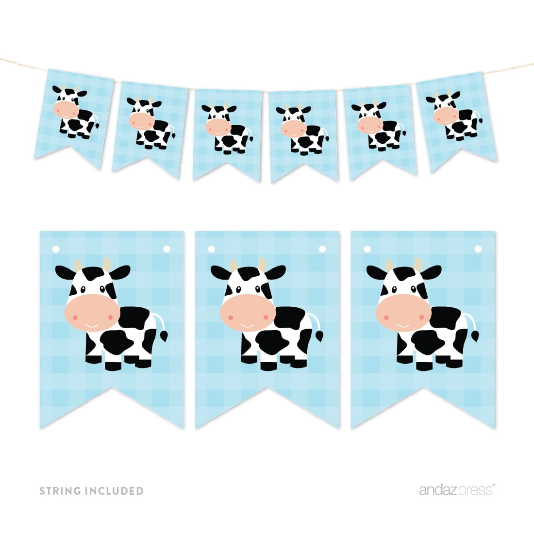 Cow Pennant Party Banner Old McDonald Farm Animals - Walmart.com