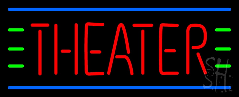 Red Theater Blue and Green Lines LED Neon Sign 10" Tall x 24" Wide ...
