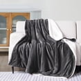 Ameha Luxury Bed Blanket, Gray Solid & Sherpa, King - Breathable ...